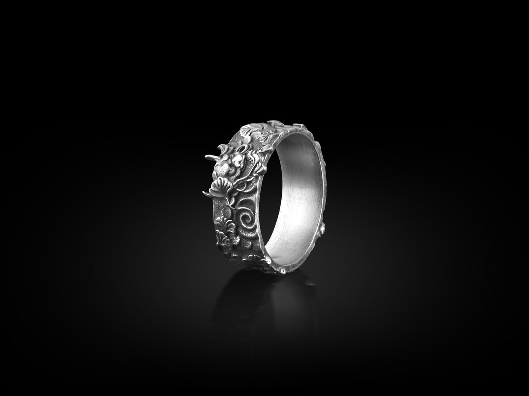 Oni Mask Band Ring for Men Hannya Mask Ring in Sterling - Etsy