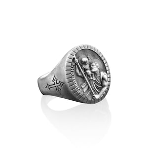 Saint Christopher Signet Ring for Men in Sterling Silver - Etsy