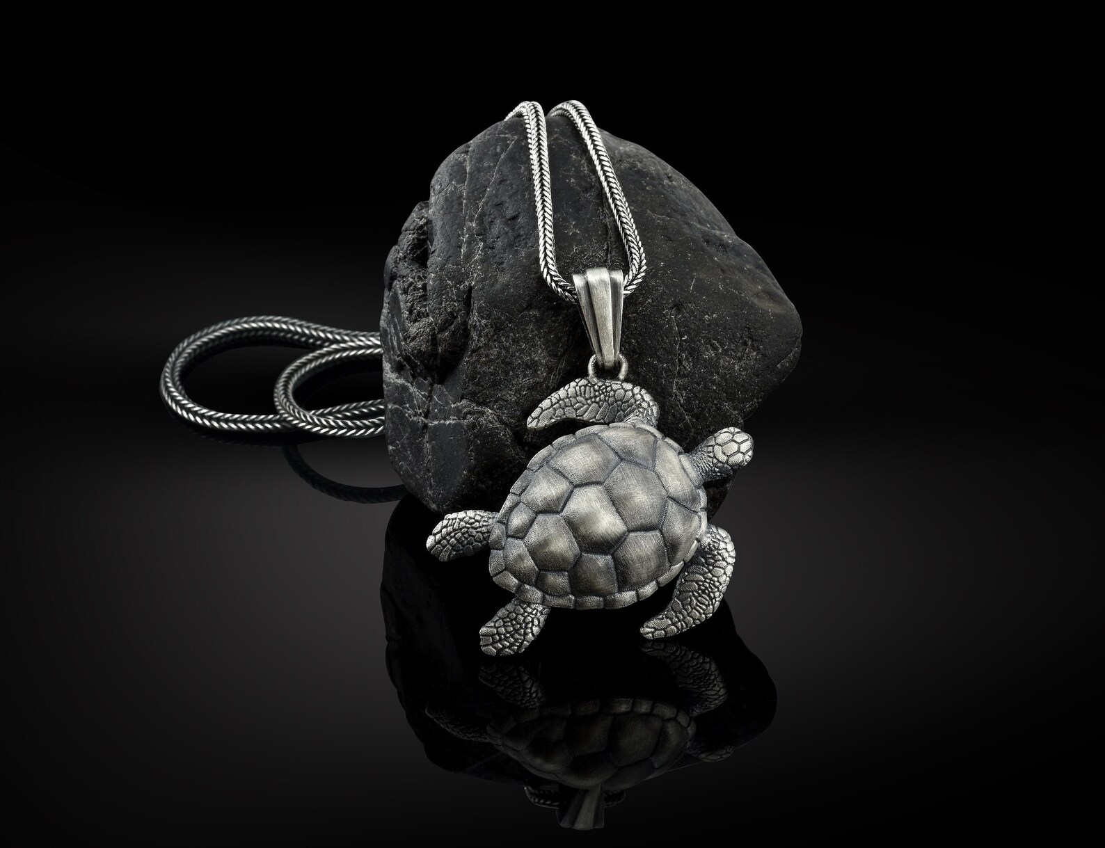 Sterling Silver Handmade Sea Turtle Necklace Big Turtle Men | Etsy