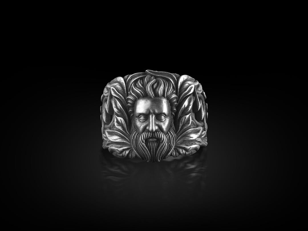 Zeus God and Lightning Signet Ring for Men, Greek Sky God Ring in ...