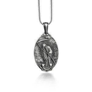 Life and Death Double Sided Necklace in Silver, Grim Reaper and Life ...