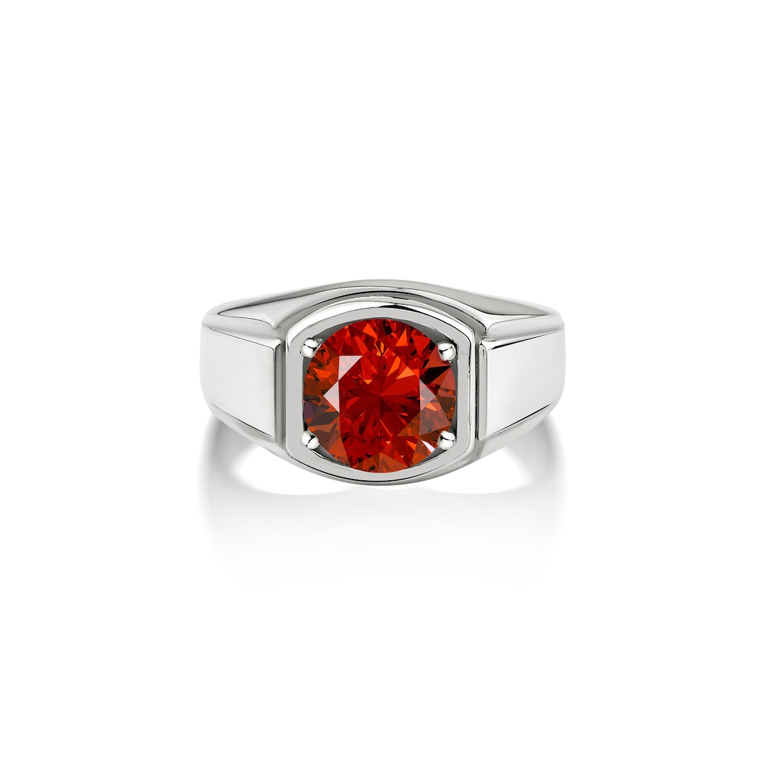 Red Ruby in 925 Silver Promise Ring for Him, Male Promise Ring With Red ...