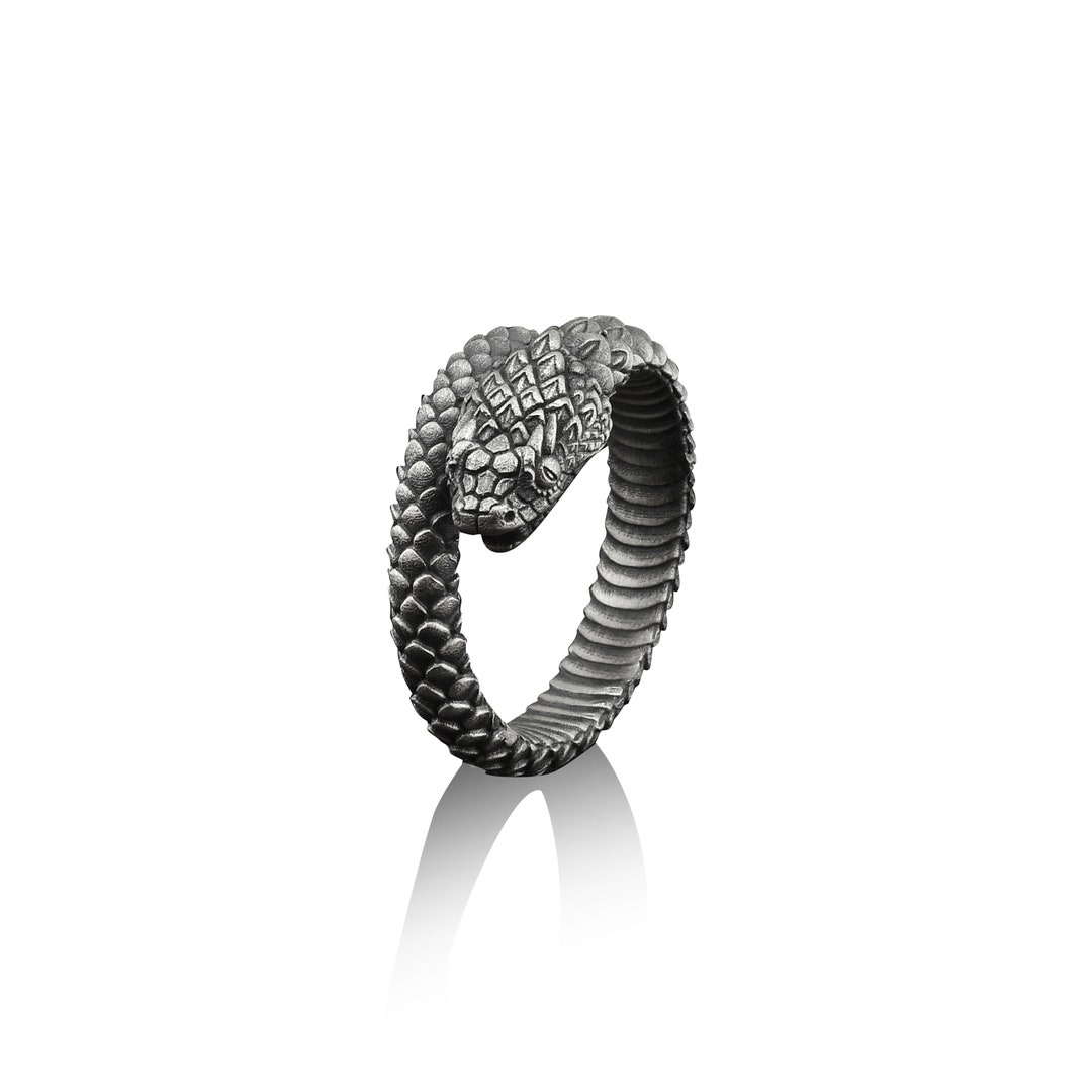 Snake Handmade Sterling Silver Men Ring, Serpent Unique Animal Ring ...