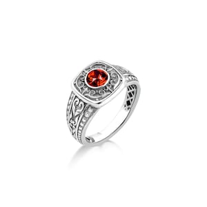 Square Cut Red Ruby Ring for Men in Silver, Big Red Ruby Stone 925 ...