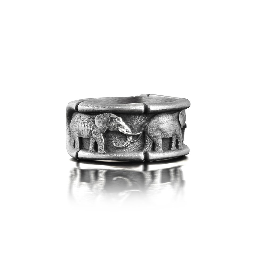 Elephant Band Ring for Men in Sterling Silver Spirit Animal - Etsy