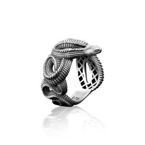 Twisted Snake Ring, Ouroboros Snake Sterling Silver Mens Ring, Snake ...