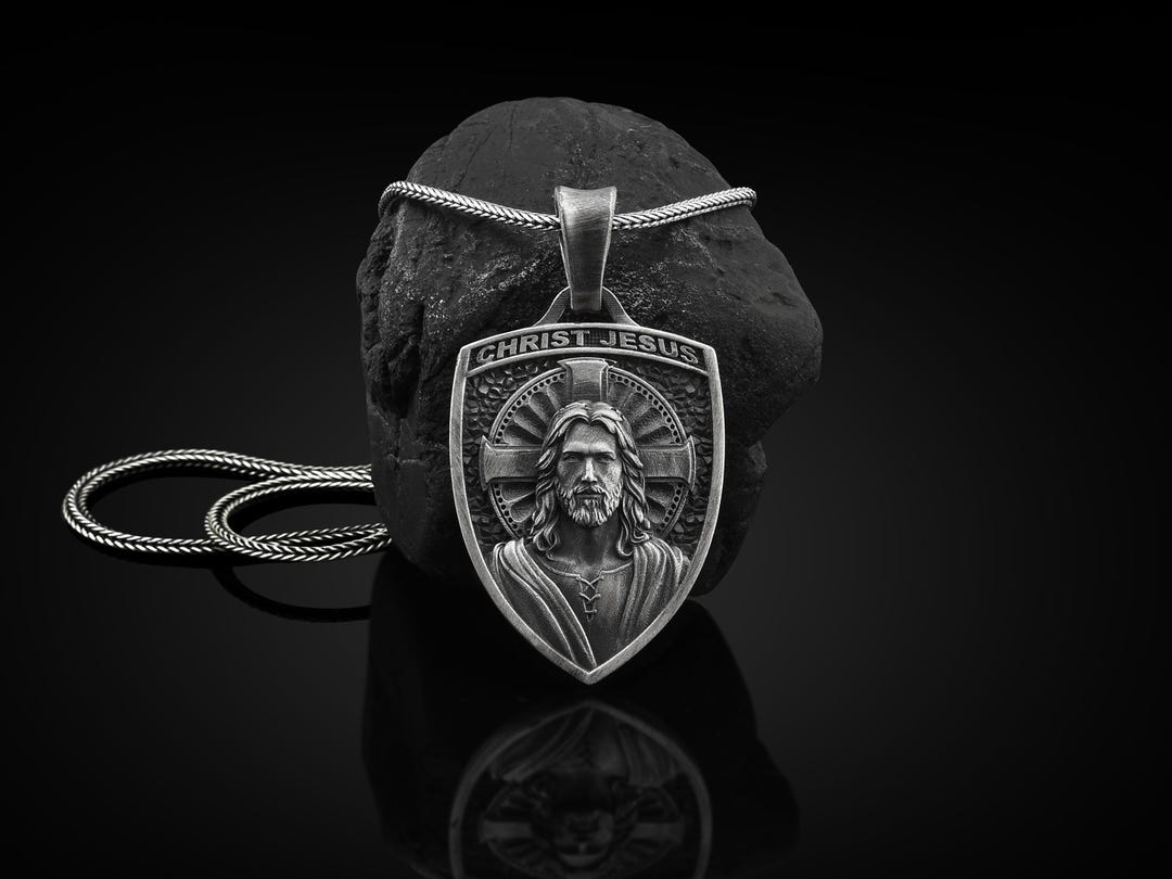 Jesus Christ Handmade Sterling Silver Men Charm Necklace, Jesus Christ ...