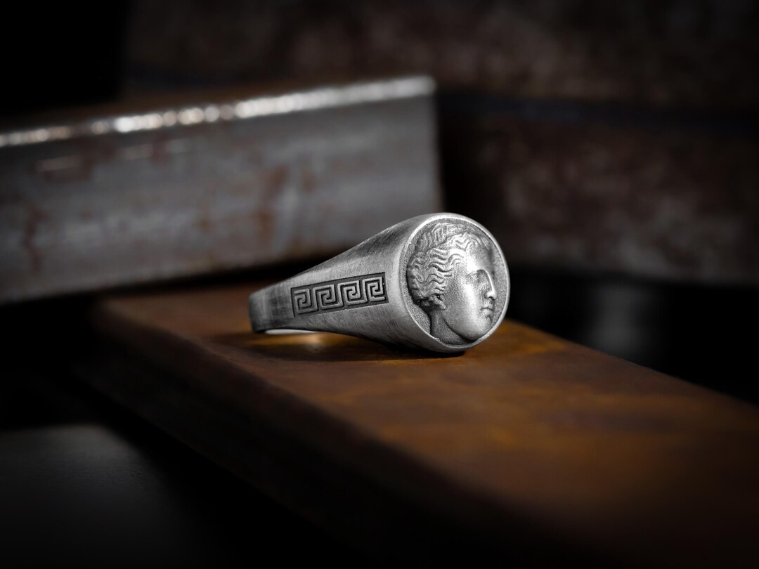 Sterling Silver Greek Goddess Hera Ring for Men or Women, Oxidized ...