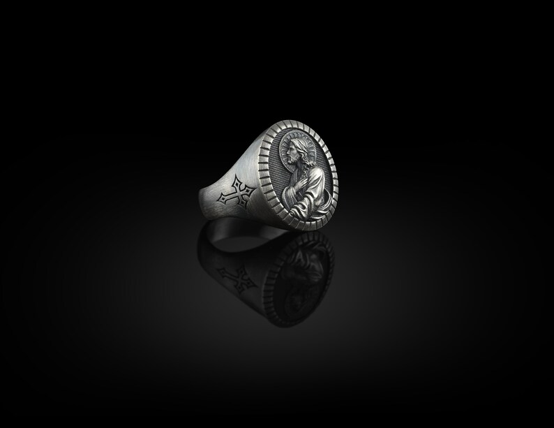 Sterling Silver Jesus Prayer Signet Ring for Men Christ Jesus - Etsy