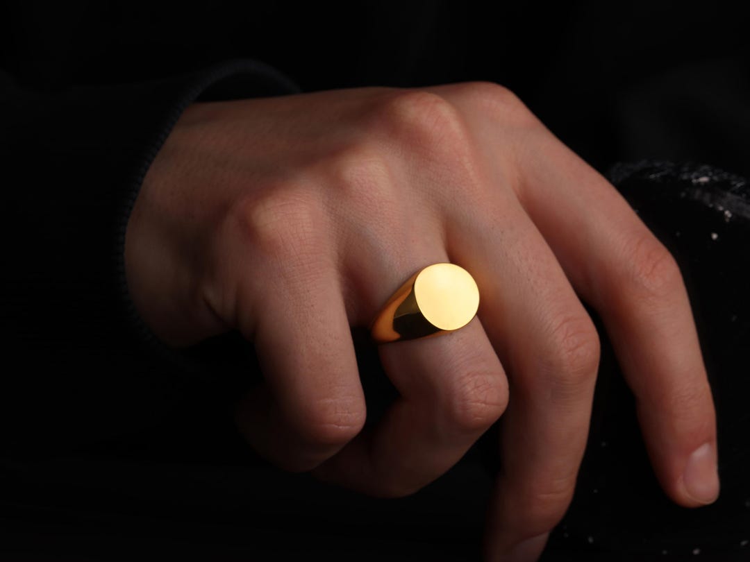 10k Gold Mens Wedding Ring Jewelry, Unique Men Plain Pinky Signet Ring ...