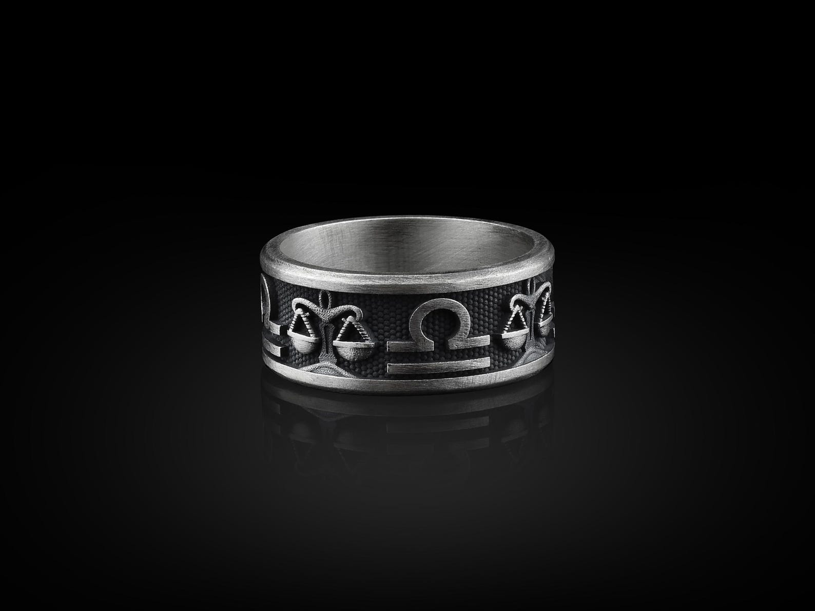 Libra 925 Silver Men Wedding Band Ring, Sterling Silver Personalized ...