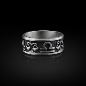 Libra 925 Silver Men Wedding Band Ring, Sterling Silver Personalized ...