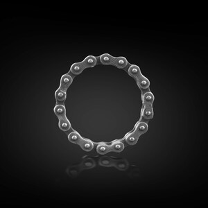 Biker Chain Ring in Oxidized Silver, Motorcycle Chain Ring for Men in ...