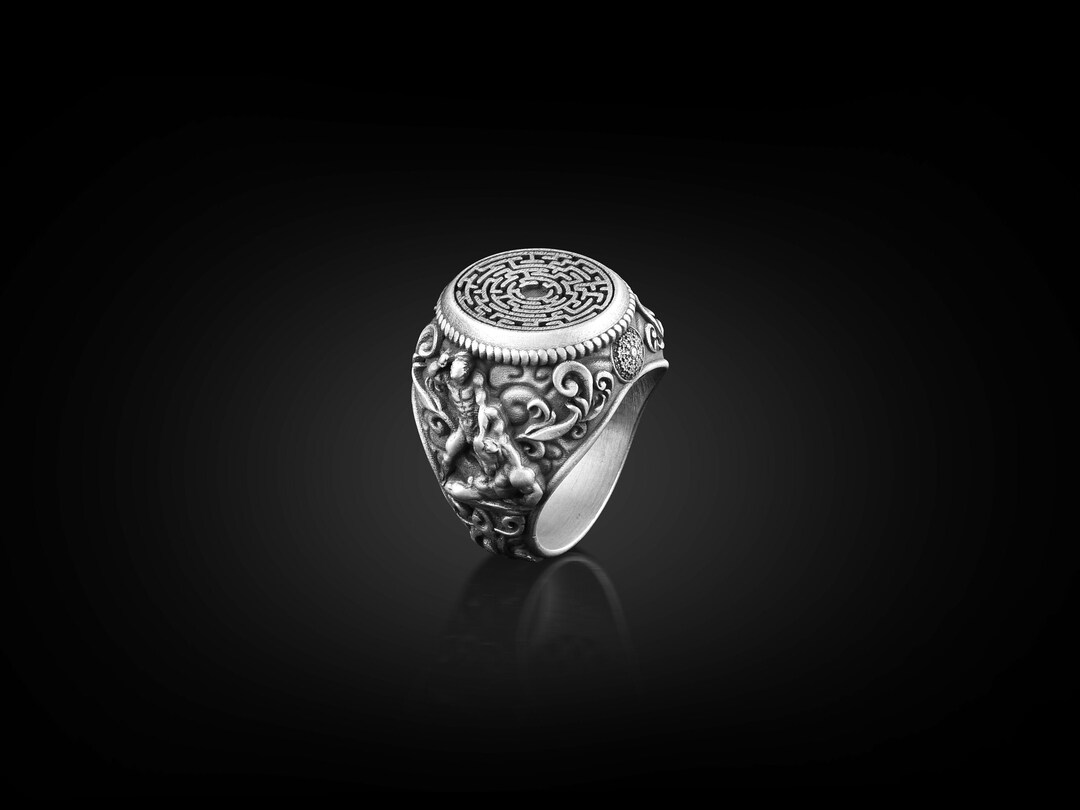 Theseus and Minotaur Greek Sculpture Men Ring Greek Mythology - Etsy