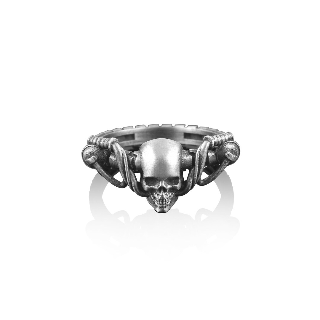 Silver Biker Skull Ring Men Silver Skull Ring Men Silver - Etsy