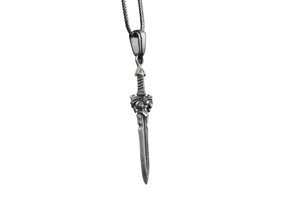 Sword Pendant Necklace in Gothic Style, Oxidized Strength Necklace for ...