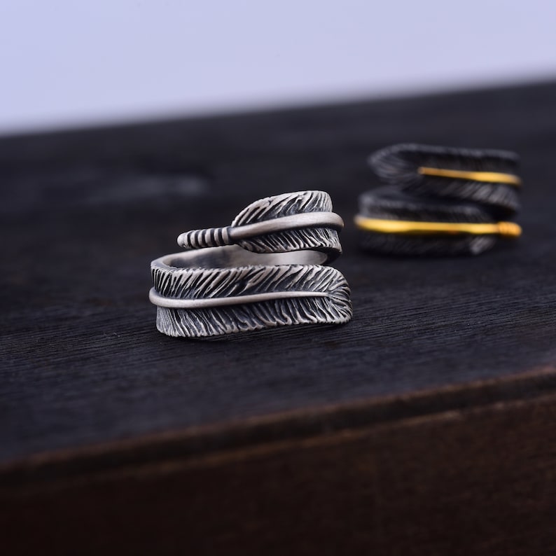 Silver Feather Ring Sterling Silver Men Jewelry Oxidized | Etsy
