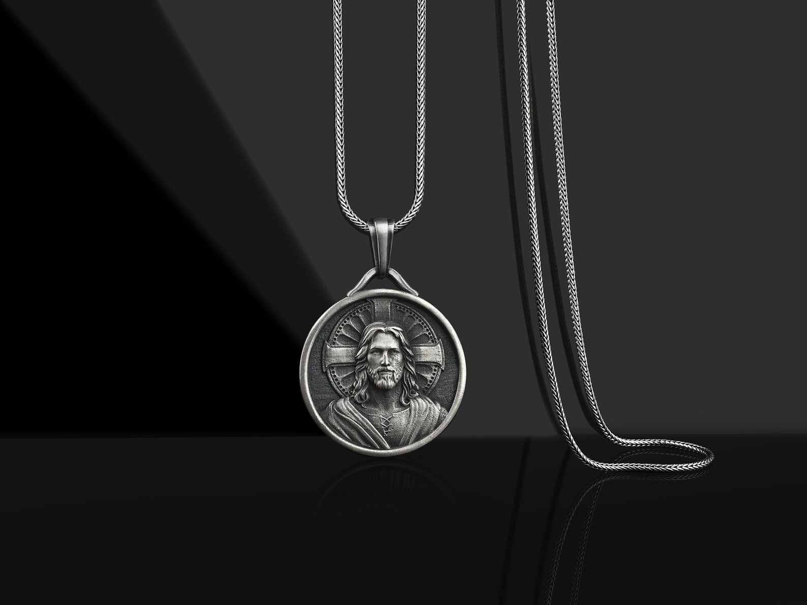 Jesus Christ Handmade Sterling Silver Men Medallion Necklace | Etsy