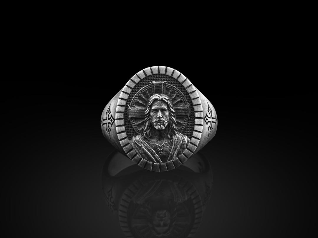Christian Messiah Jesus Signet Ring for Men in Sterling Silver ...