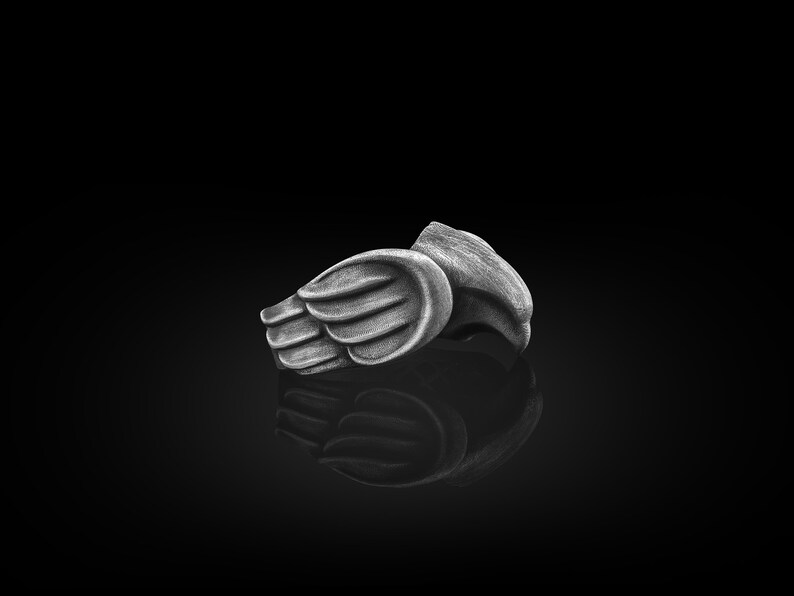 Winged Falcon Handmade Sterling Silver Men Ring Wild Bird - Etsy