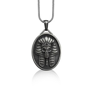Ancient Pharaoh Skull Men Pendant Necklace in Silver, Personalized ...