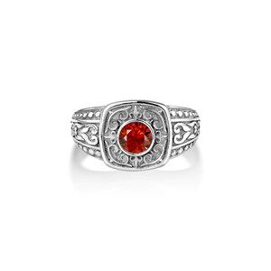 Square Cut Red Ruby Ring for Men in Silver, Big Red Ruby Stone 925 ...