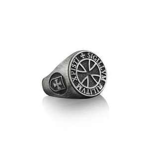Cross Knights Templar Seal Handmade Sterling Silver Signet Ring, Cross ...