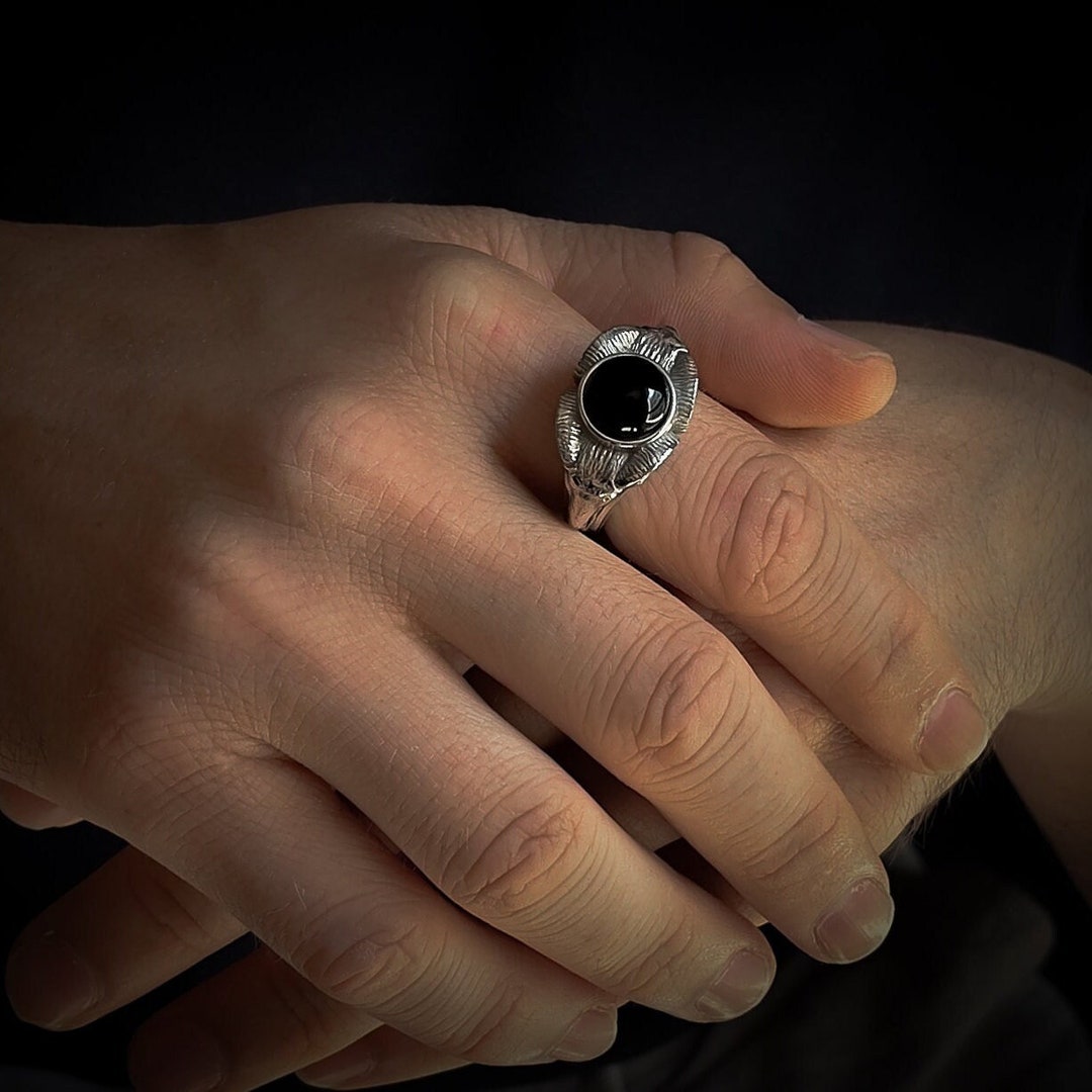 Ram 925 Silver Ring With Black Onyx, One of a Kind Onyx Ring for Men ...