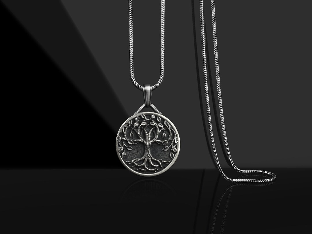 Silver Tree of Life Medallion Necklace Personalized - Etsy