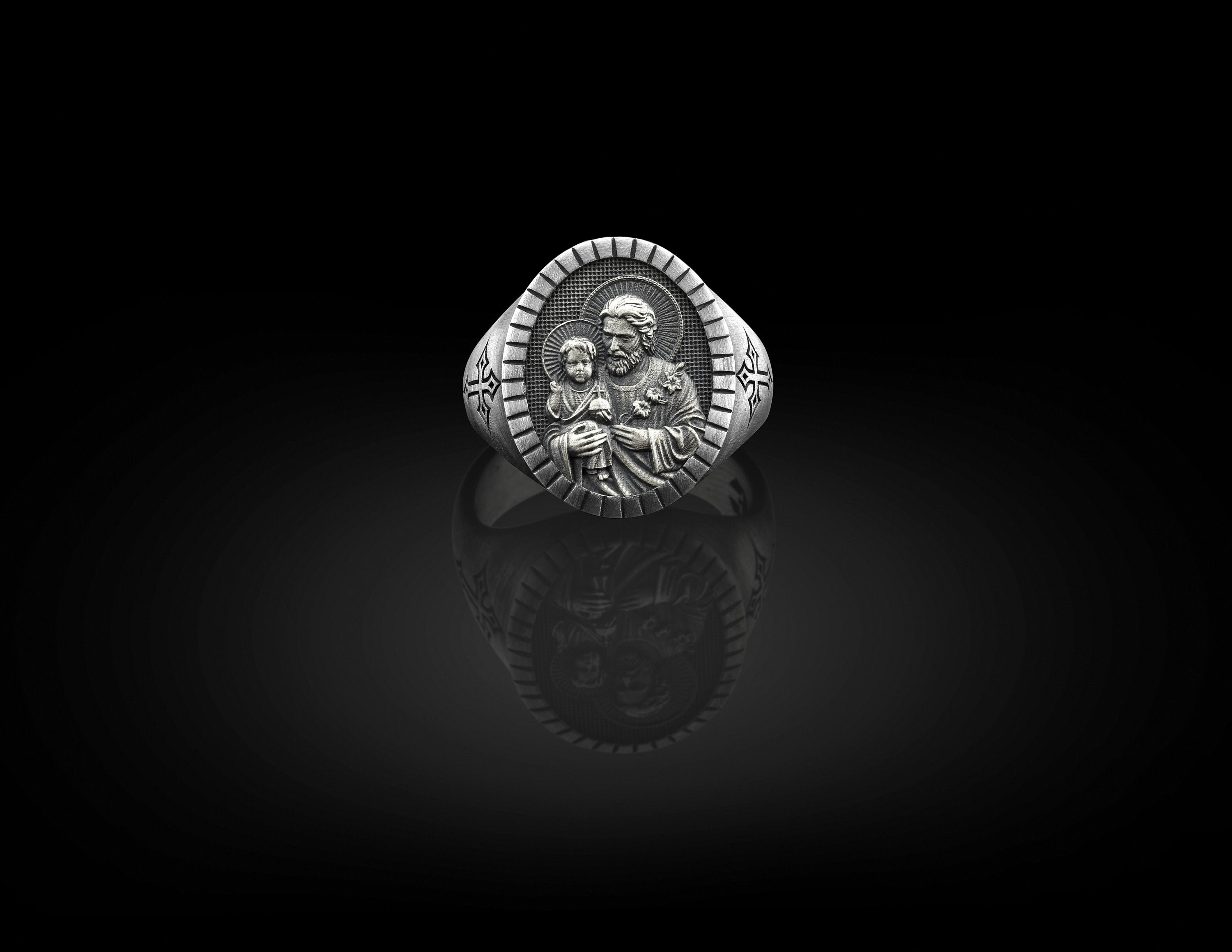 Handmade Saint Joseph Signet Ring for Men Christian Saint - Etsy