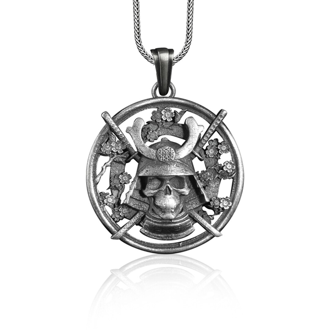 Sakura Samurai Necklace, Silver Dead Samurai Necklace, Swords Jewelry ...