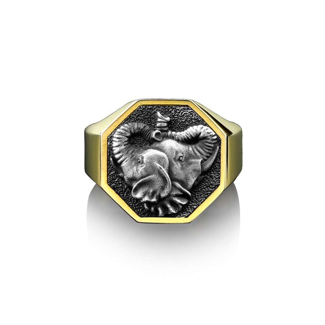 Handmade Sterling Silver Elephant Signet Mens Ring Signet - Etsy
