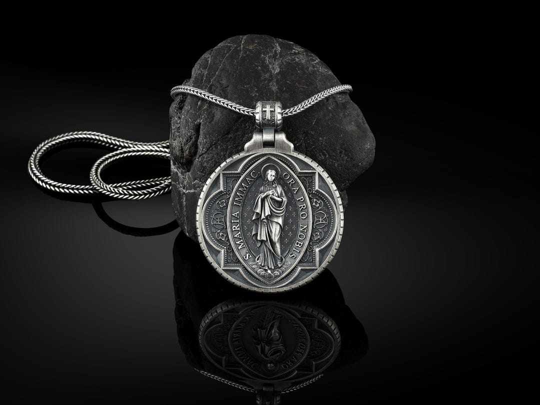 Virgin Mary Immaculate Men Medallion, Immaculate Mens Necklace, Holy ...