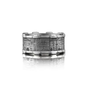Cyberpunk Futuristic Weddşng Ring for Men in Silver, Goth Engagement ...