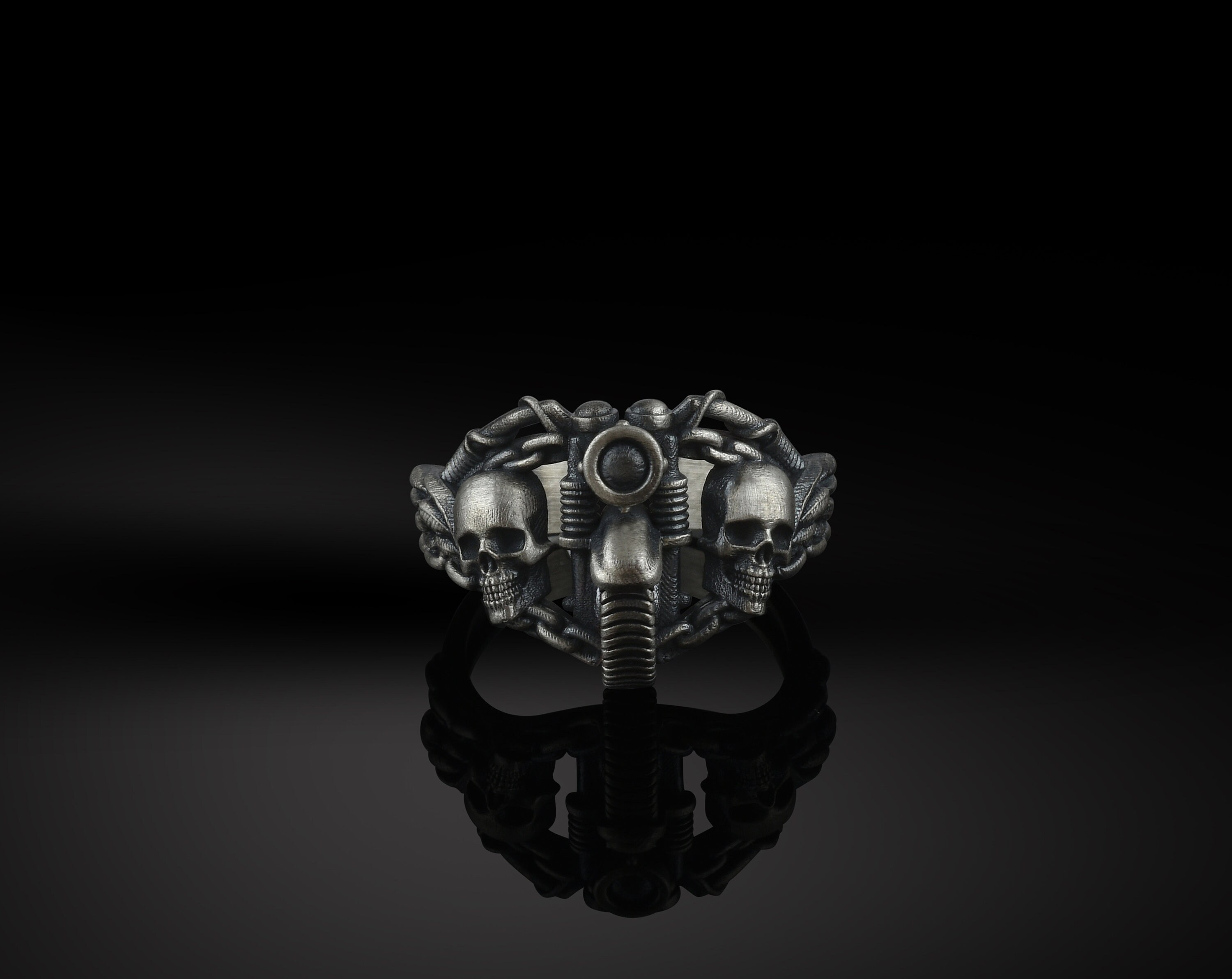 Motorcycles Biker Rings Men Silver Skull Ring Pinky Silver - Etsy