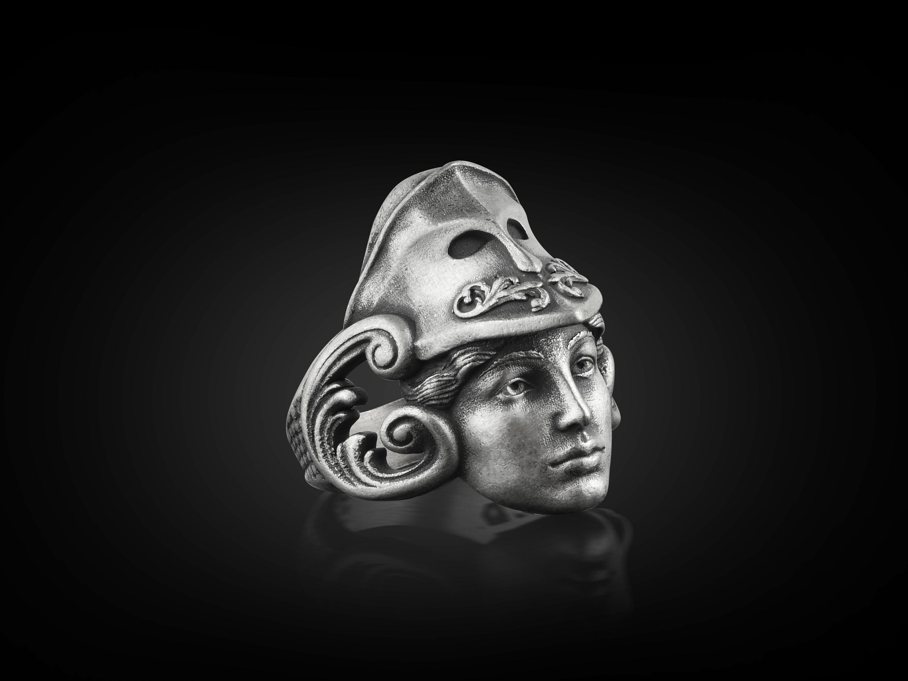 Athena Ancient Greek Goddess Ring, Sculptural Ring in Oxidized Sterling ...