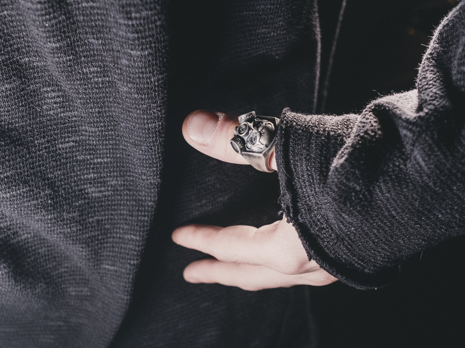 Gas Mask Biker Ring for Men in Sterling Silver Apocalypse - Etsy