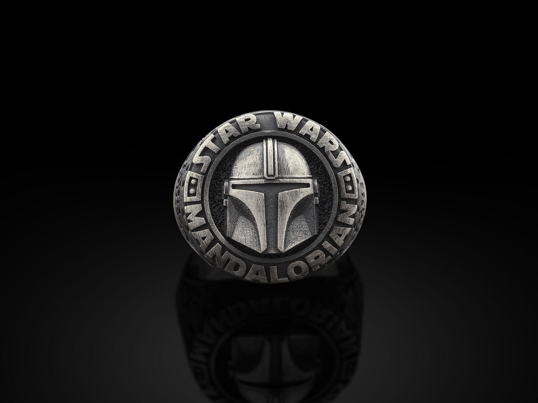 Mandalorian Silver Man Ring, Star Wars Mandalorian Mens Ring, Solid ...