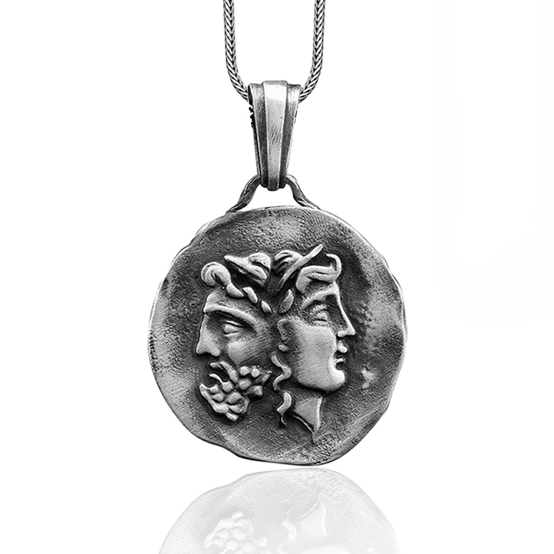 Janus Ancient Roman God Handmade Silver Necklace, Tetradrachm Coin ...