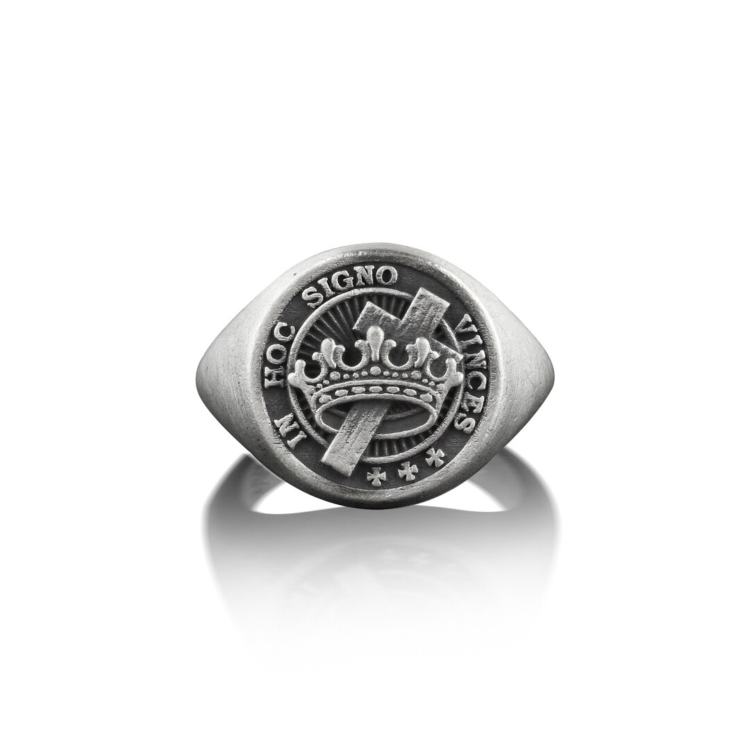 Cross Pinky Signet Ring in Silver, Knight Templar Christian Ring for ...