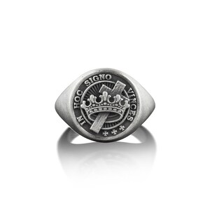 Cross Pinky Signet Ring in Silver, Knight Templar Christian Ring for ...