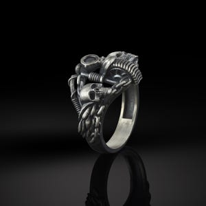 Motorcycles Biker Rings, Men Silver Skull Ring, Pinky Silver Biker Ring ...