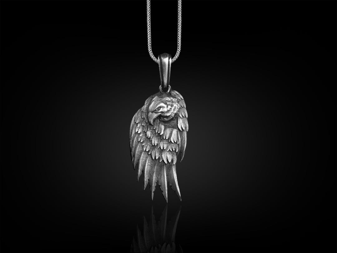 American Eagle Necklace for Men in 925 Silver, Strength Necklace for ...