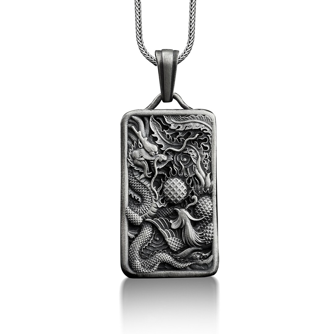 Chinese Dragon Pendant Necklace in Sterling Silver, Personalized ...