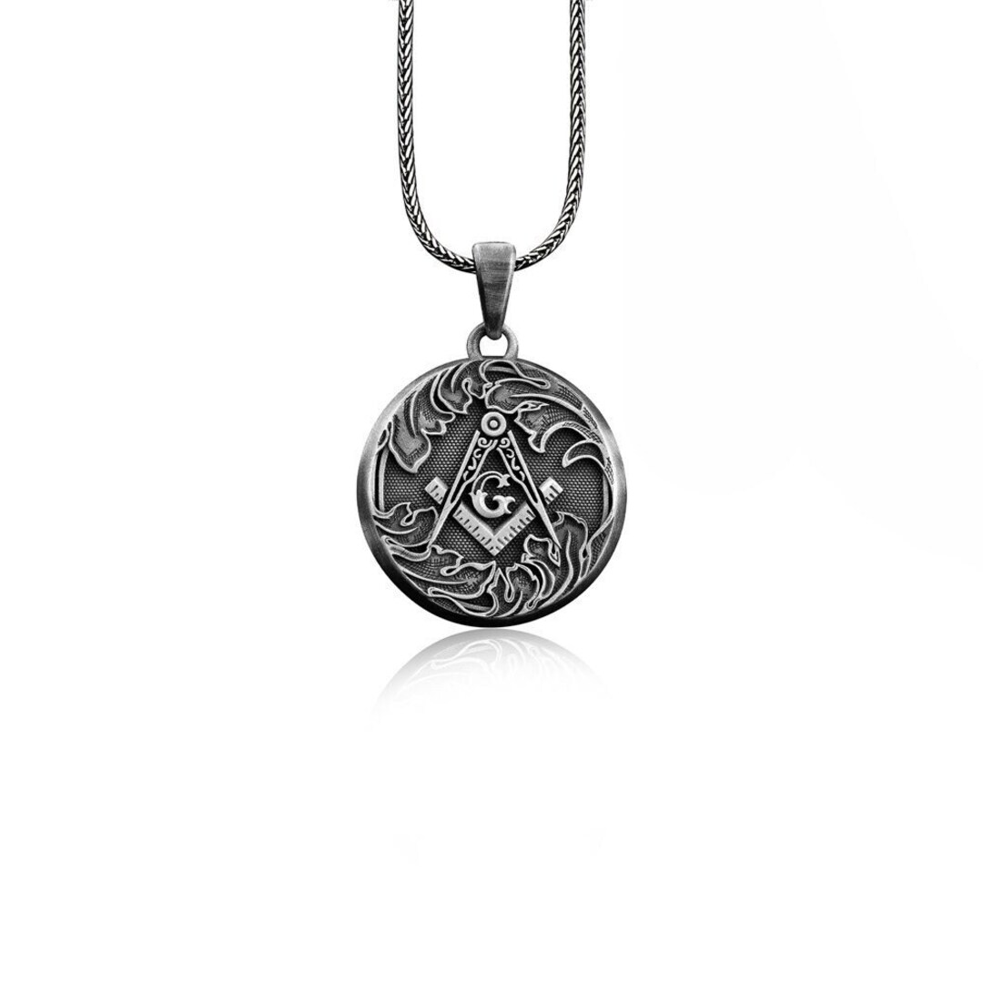 Mens Silver Mason Pendant Masonic Silver Pendant Large Mason - Etsy