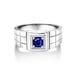 Blue Sapphire Stone Mens Solitaire Silver Ring for Men, Sterling Silver ...