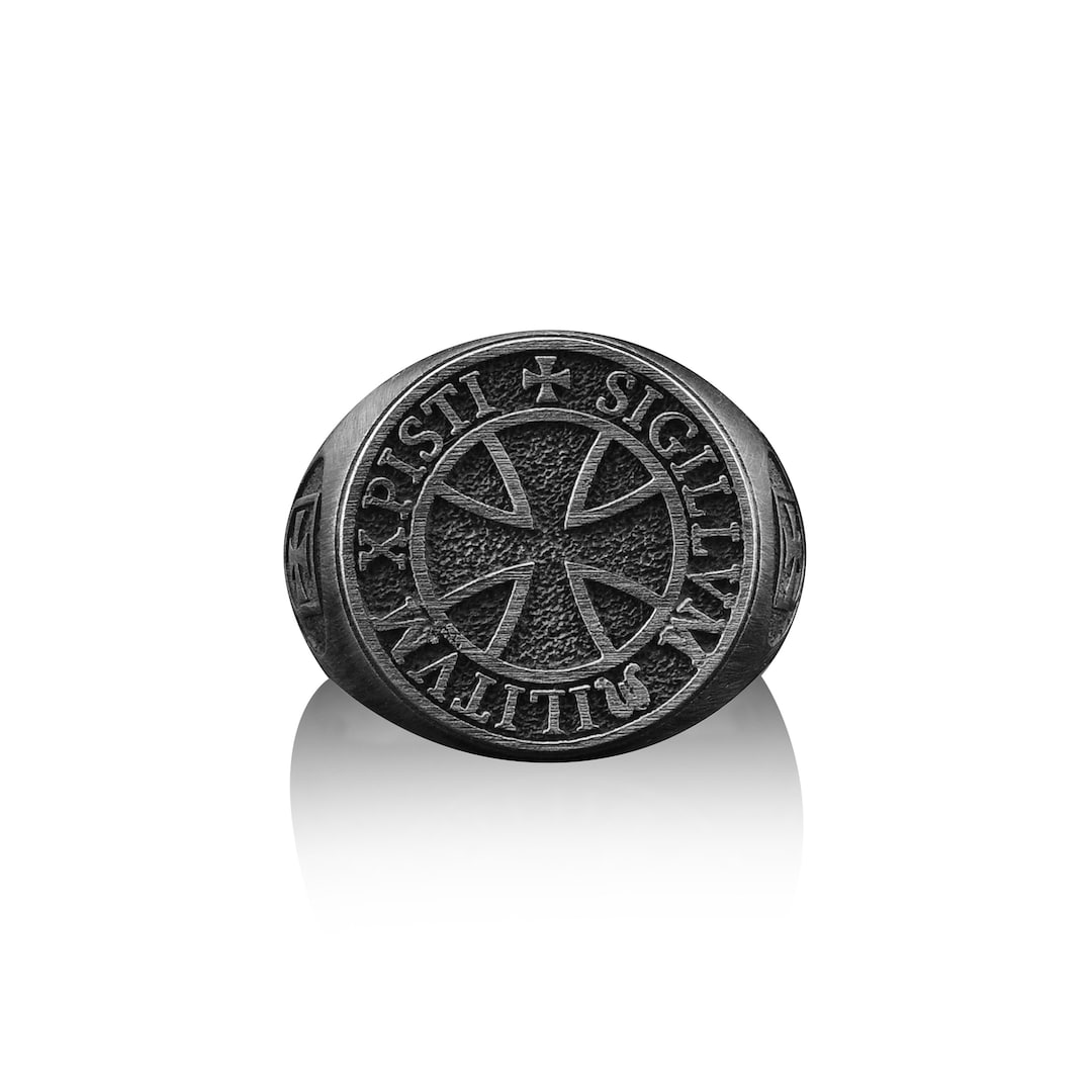 Cross Knights Templar Seal Handmade Sterling Silver Signet Ring, Cross ...