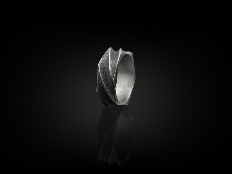 Six Sided Spiral Handmade Sterling Silver Men Ring Spiral | Etsy