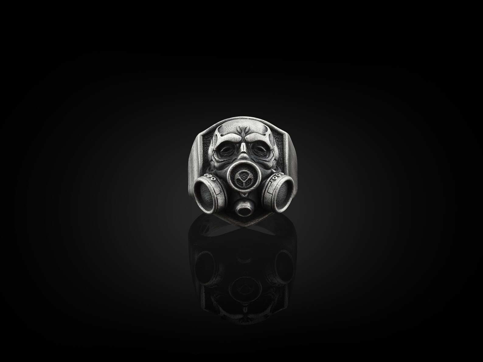 Gas Mask Biker Ring for Men in Sterling Silver Apocalypse - Etsy