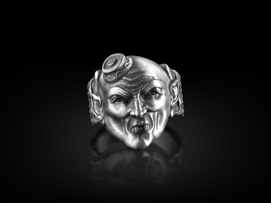 Handmade Gothic Devil Ring for Men, Demon Face Ring in Oxidized ...